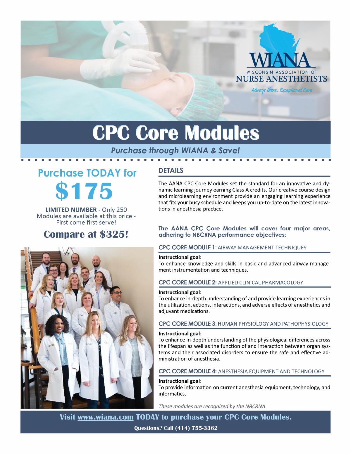Wisconsin Association of Nurse Anesthetists - CPC Core Modules